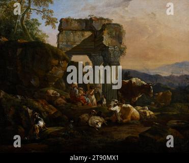Johann Heinrich Roos - Roman Landscape with Cattle and Shepherds Stock ...