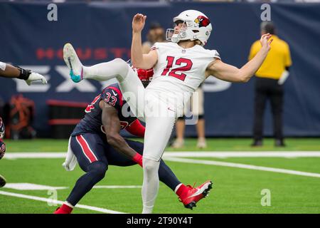 Arizona Cardinals punter Blake Gillikin (12) kicks the ball during the ...