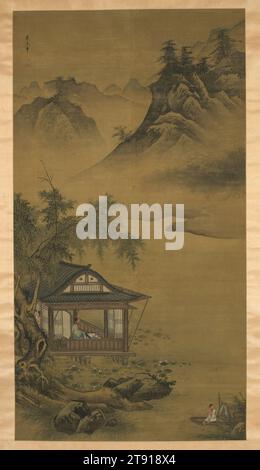 China: 'Playing the Flute'. Ink painting by Ren Yi (1840-1896), c. 1860 ...