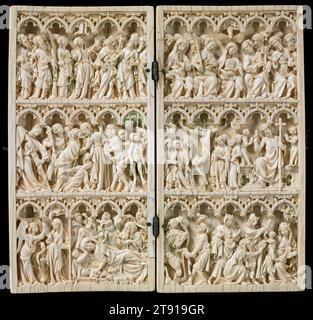 Diptych with scenes from the Passion of Christ: Crucifixion, Deposition, Flagellation and ...
