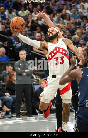 Toronto Raptors guard Gary Trent Jr. (33) goes up for a shot in front ...