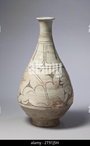 Bottle with Peony Design in Underglaze Iron. Korea, Korean, Joseon ...