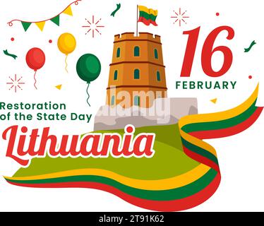 Lithuania Restoration of the State Day Vector Illustration on 16 ...