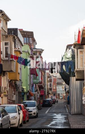 Old styled beautiful wooden houses in the Turkish street Stock Photo ...