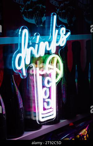 Neon sign reading Party glowing against starry background Stock Photo ...