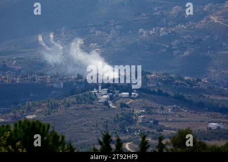 Marjayoun. 21st Nov, 2023. This photo taken from Marjayoun, Lebanon, on ...