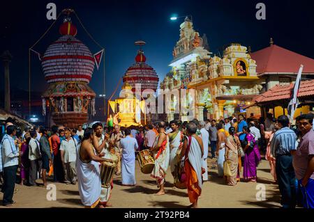 A crowd of people at a procession at Balakrishna Temple, Udupi ...