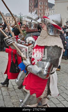 Medieval knights at Cavalcade of Magi, Epiphany Holiday procession ...
