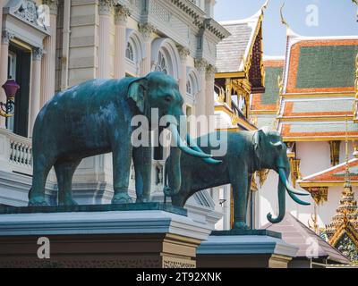 Elephants statues in front of Throne Hall in Grand Palace complex ...