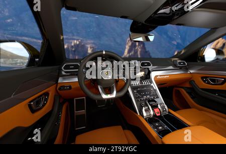 Lamborghini Urus interior,3d render Stock Photo - Alamy