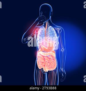 Illustration of man with stomach acidity Stock Photo - Alamy