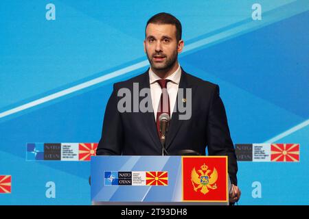 Montenegro's Prime Minister Milojko Spajic arrives for the meeting with ...