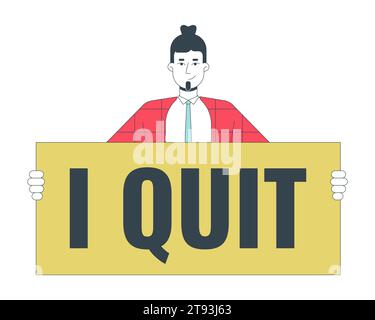 I quit sign placard 2D linear cartoon object Stock Vector Image & Art ...