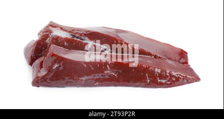 Cut raw beef liver isolated on white Stock Photo - Alamy