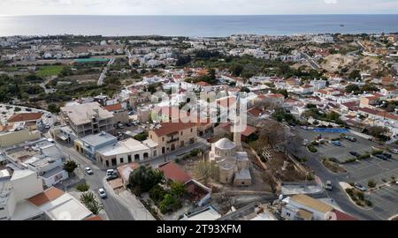 Aerial view of Camii-Kebir Mosque and Mouttalos area in Paphos old town ...