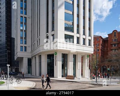 Entrance to skyscraper. Altus House, Leeds, United Kingdom. Architect ...