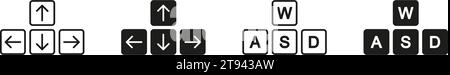 Keyboard button arrow and WASD set icon. Simple minimal flat vector for ...