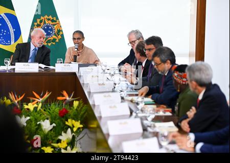 Brazil's Environment Minister Marina Silva, left, and Brazil's Minister ...