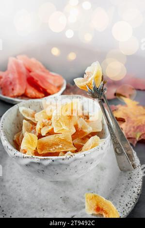 Homemade watermelon rind candy. Dessert from watermelon rinds in ...