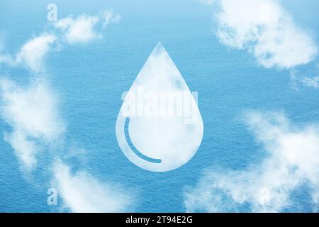 Paper cut water drop logo design template. 3D minimal water wave shapes ...