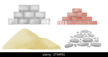 Heap of sand watercolor illustration isolated on white background. Sea ...