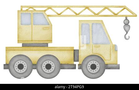 Lifting Crane Watercolor illustration. Hand drawn clip art of baby toy ...