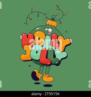 Cartoon green christmas ball with character barber Stock Vector Image ...