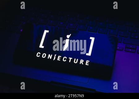 In this photo illustration, the Conjecture AI logo is displayed on a ...