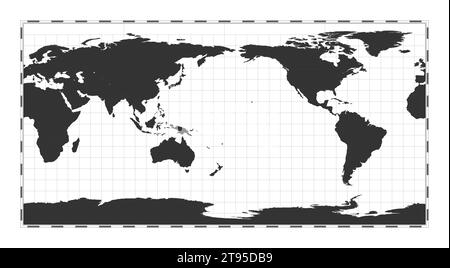 Vector world map. Equirectangular (plate carree) projection. Plain ...