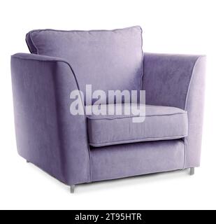 One comfortable lilac color armchair isolated on white Stock Photo - Alamy