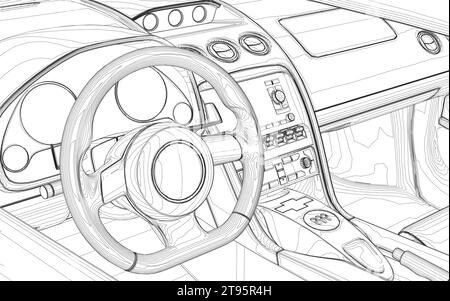 The contour of the car interior inside from black lines isolated on a ...