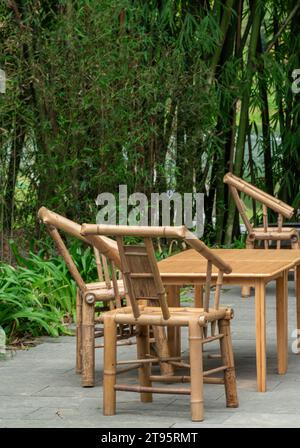 Bamboo seats for leisure tea drinking in Chengdu, Sichuan Province ...