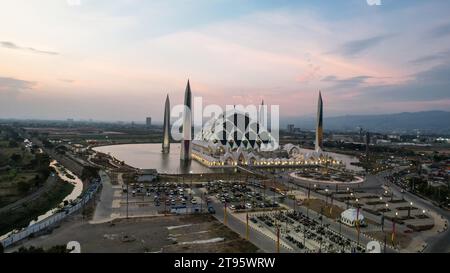 Aerial view show Al Jabbar Great Mosque a landmark and icon of West ...