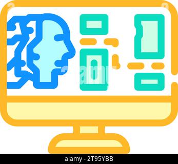 ai routing autonomous delivery icon color illustration Stock Vector ...
