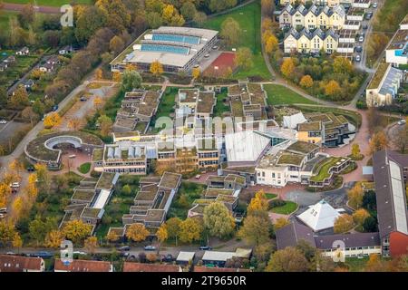 Aerial view, Evangelische Gesamtschule Gelsenkirchen-Bismarck, hall ...