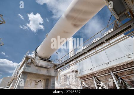 Tubular rotary furnace for construction materials at factory Stock ...