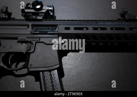 Modern Elegant Assault Rifle on Grey Background in Switzerland Stock ...