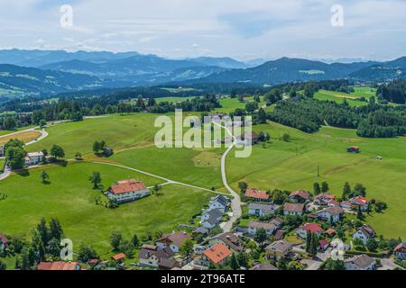 View of the climatic health resort of Lindenberg on the German Alpine ...