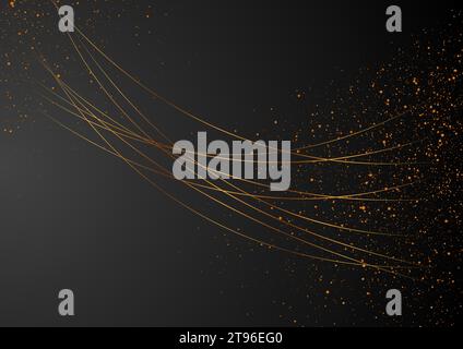 Golden minimal lines and shiny dust particles abstract background ...