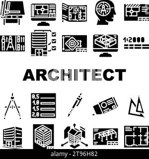 architectural drafter drawing icons set vector Stock Vector Image & Art ...