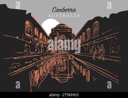 Australia, Canberra, Australian War Memorial travel landmark vector illustration Stock Vector ...