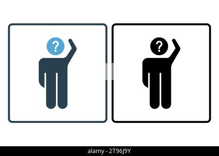 confused icon. human scratching head and question mark. icon related to confusion. flat line ...
