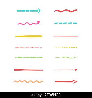 lines marker by hand. underline, emphasis set. Vector illustration ...