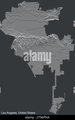 Topographic exaggerated relief map of LOS ANGELES CITY COUNCILS Stock ...