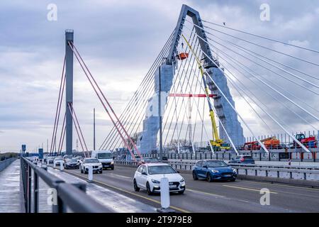 Neubau der Autobahnbrücke der A1 über den Rhein bei Leverkusen, nach der Fertigstellung der ...