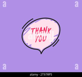 Comic lettering Thank you. Comic speech bubble with emotional text Thank you. Vector bright ...