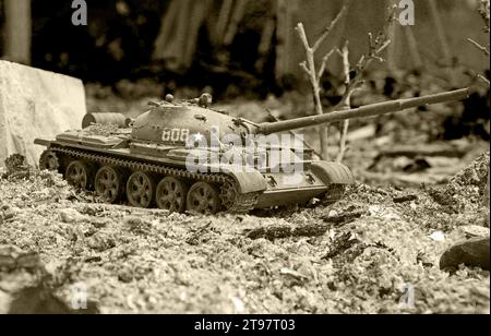 Obsolete Russian T62 tank model in a diorama Stock Photo - Alamy