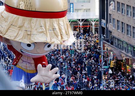 The Monkey D. Luffy balloon floats in the Macy's Thanksgiving Day ...