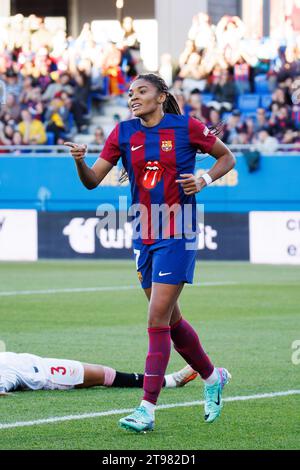 BARCELONA - NOV 5: Salma Paralluelo celebrates after scoring a goal ...