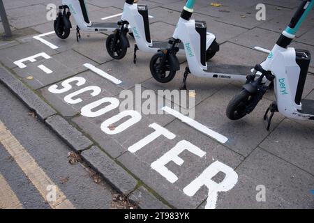 Beryl Escooter sharing scooters in a designated parking area which sees ...